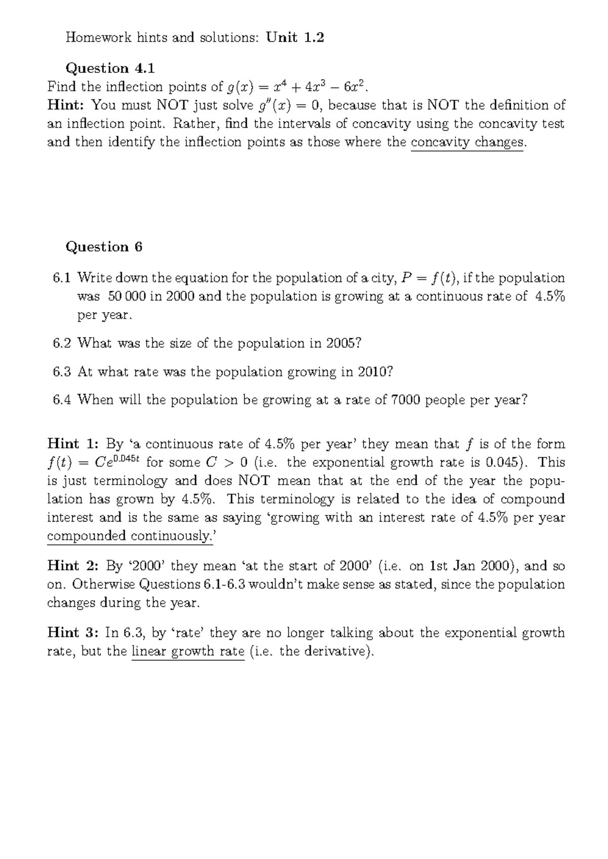Tut Hints and Solutions Unit 1 - Homework hints and solutions: Unit 1 ...