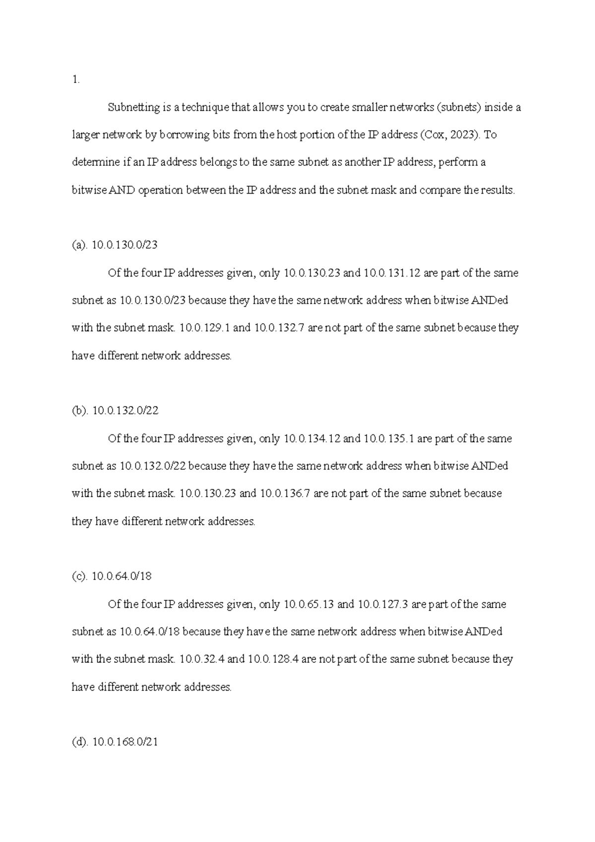 Unit 4 Written Assignment 1 Subnetting Is A Technique That Allows You To Create Smaller