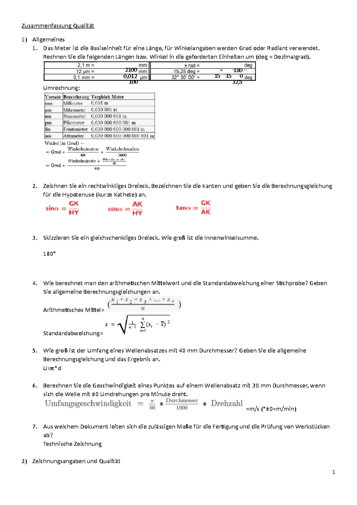 Zusammenfassung GFL Qualität - Zusammenfassung Qualität Allgemeines Das Meter ist die ...