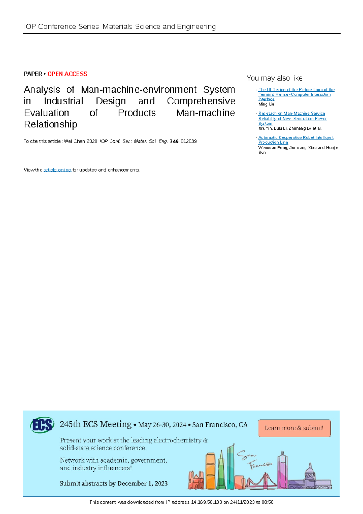 Chen 2020 IOP Conf. Ser. Mater. Sci - IOP Conference Series: Materials ...