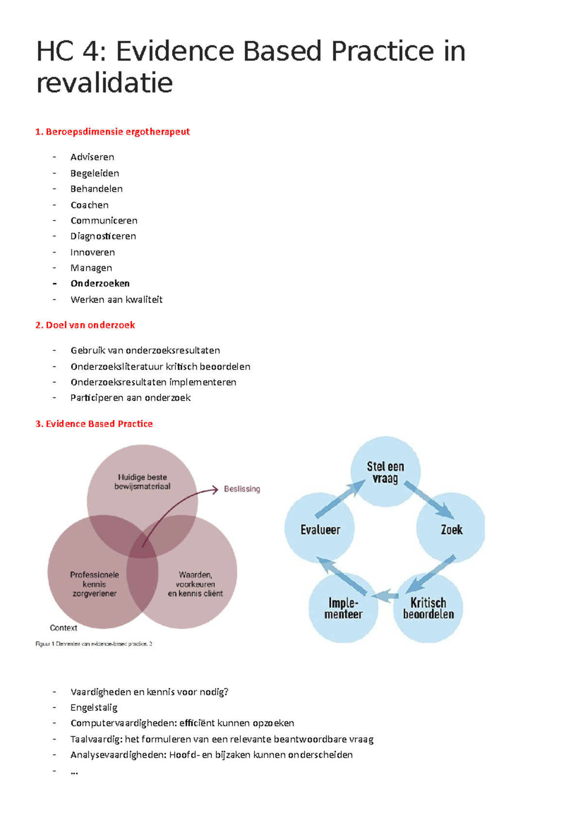 HC 4 Evidence based practice in revalidatie - HC 4: Evidence Based Practice in revalidatie - Studocu