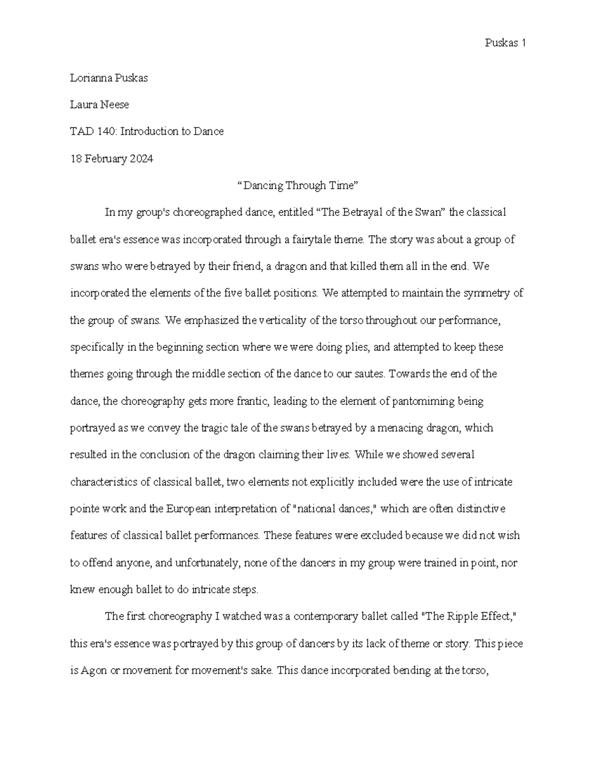 Lorianna Pusks-Dancing Through Time - Puskas 1 Lorianna Puskas Laura ...