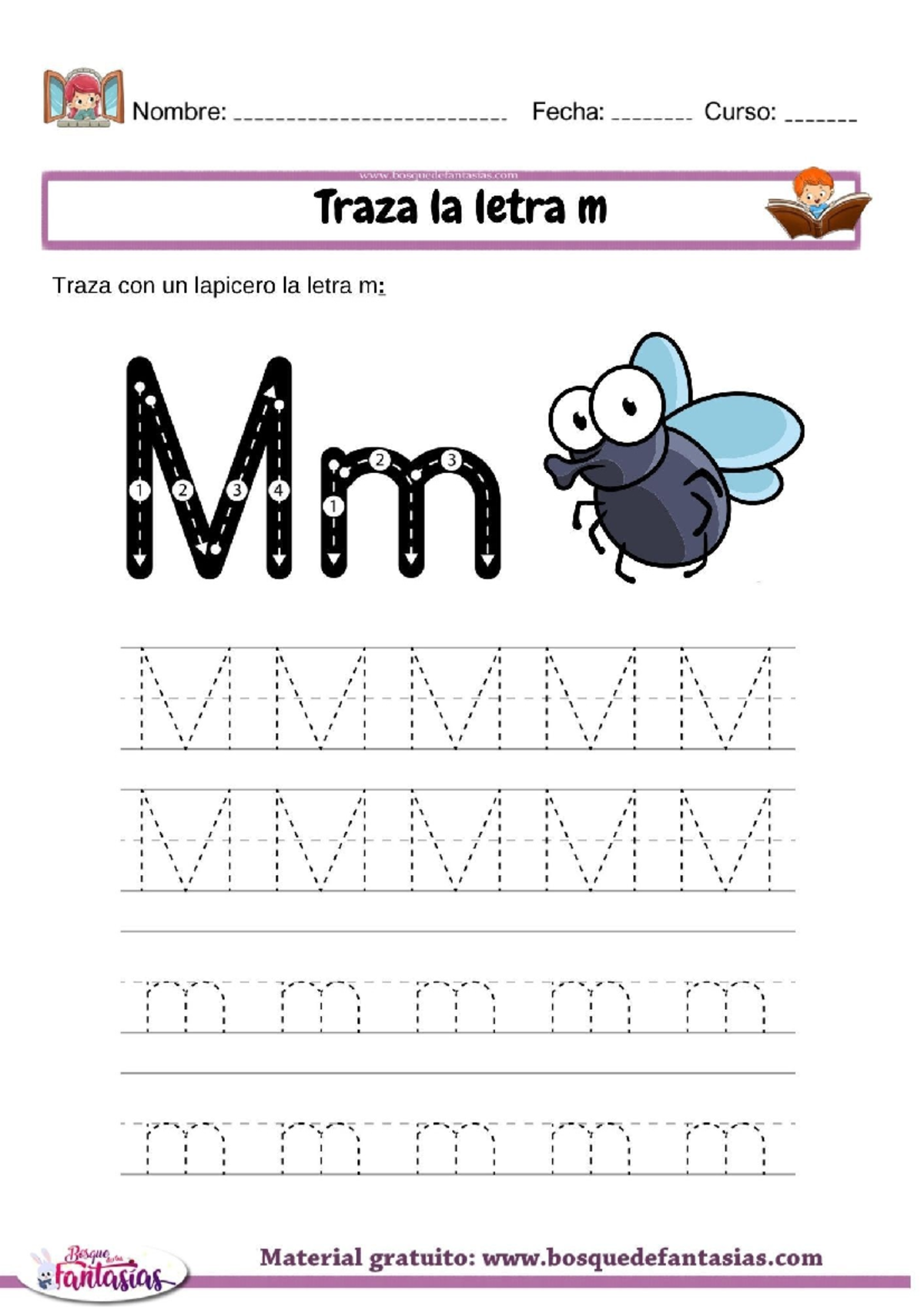 Ejercicios DE Palabras CON LA Letra M - Nombre: Fecha: Curso: Traza la ...