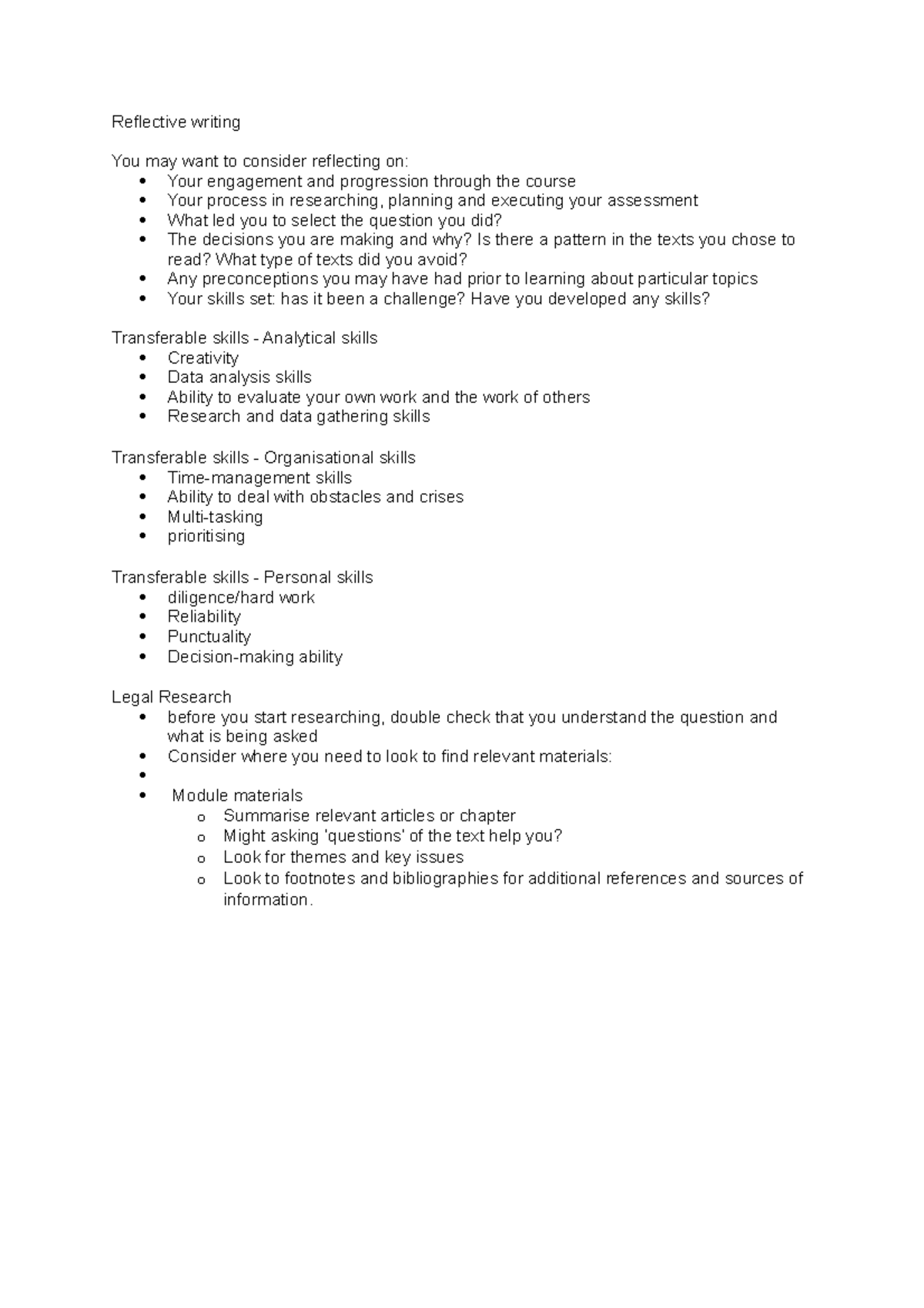 Tips for Reflective writing - Reflective writing You may want to ...