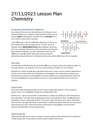20.11.23 Lesson Plan Chemistry - 20/11/2023 Lesson Plan Chemistry Area ...