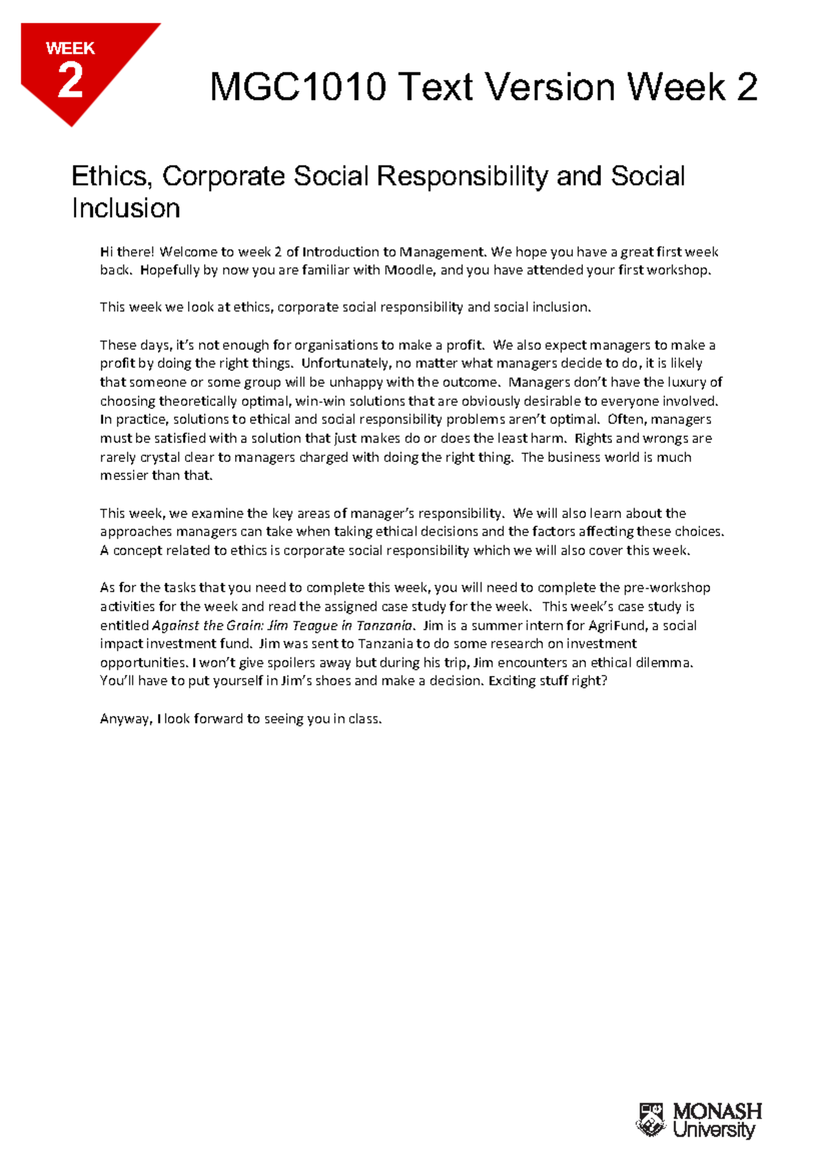 MGC1010 Week 2 Text Version - 2 MGC1010 Text Version Week 2 Ethics ...
