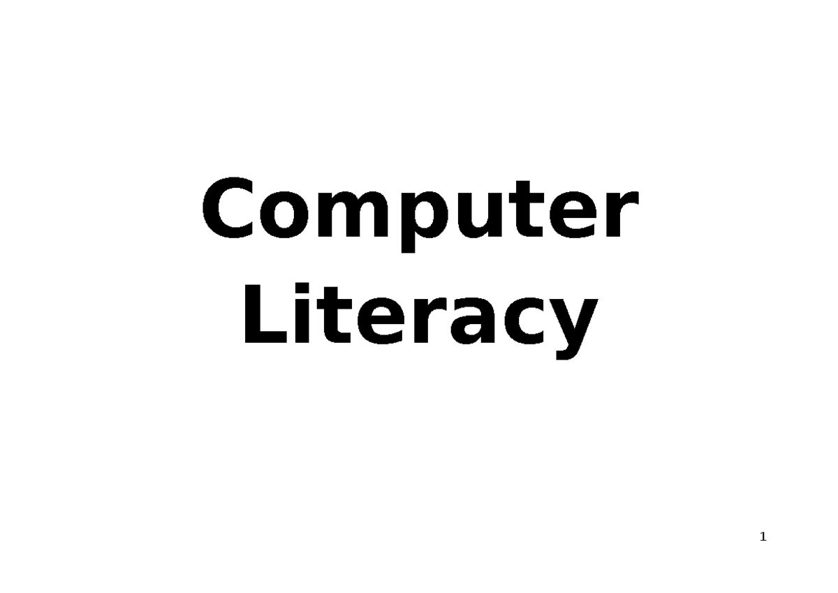 A1. Computer Literacy - Computer Literacy Unit 1: Working with ...