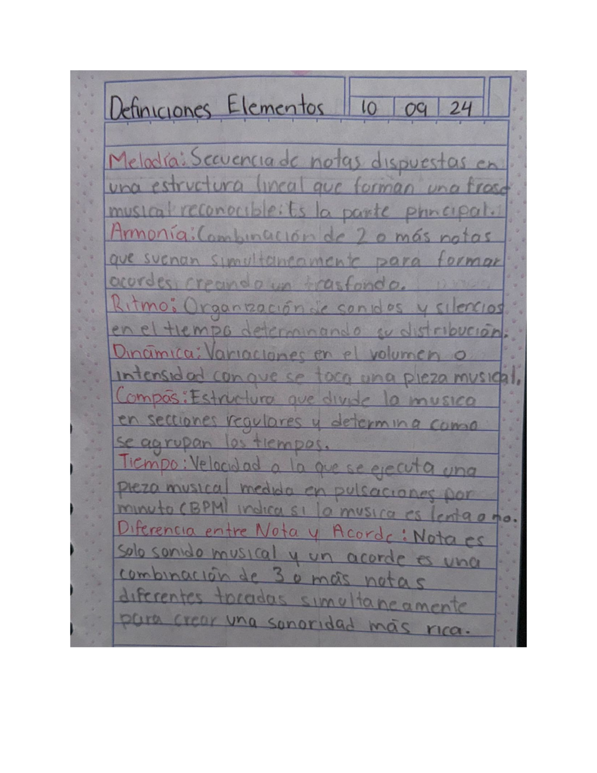 ACT 5 Expresión Musical - Definiciones Elementos 10 09 24 Meladia ...