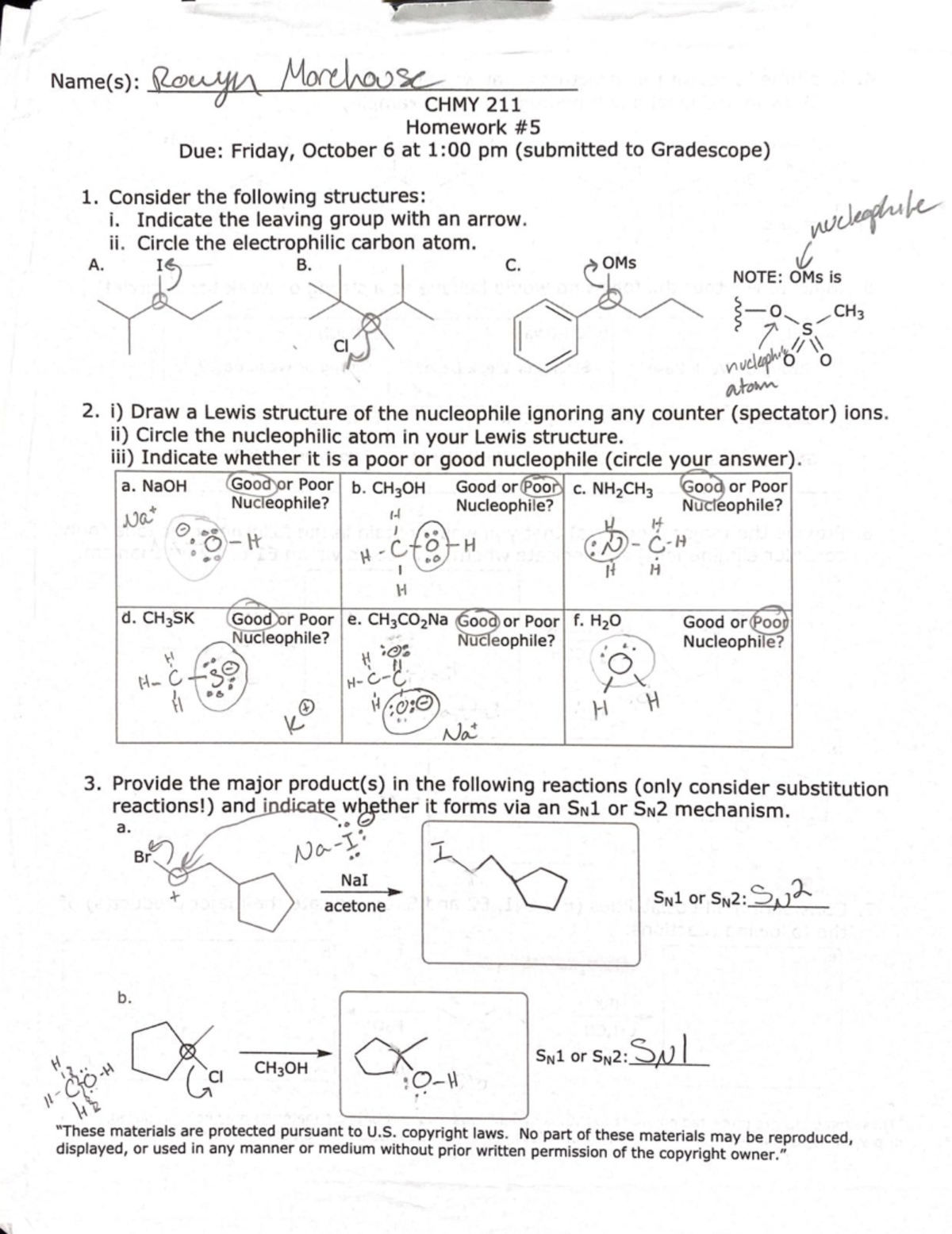 homework number 5 - CHMY 211 - Studocu