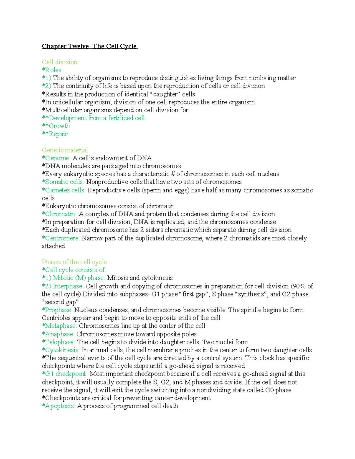 Biology Notes (V) - This document includes 7 units (Cell cycle, meiosis ...