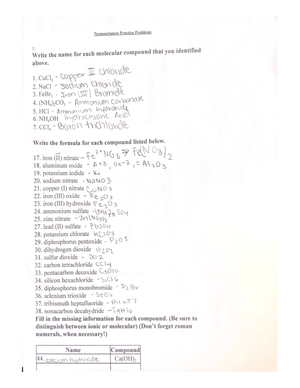 Experiment 4 - Chemical Nomenclature - Chem 060 - Studocu