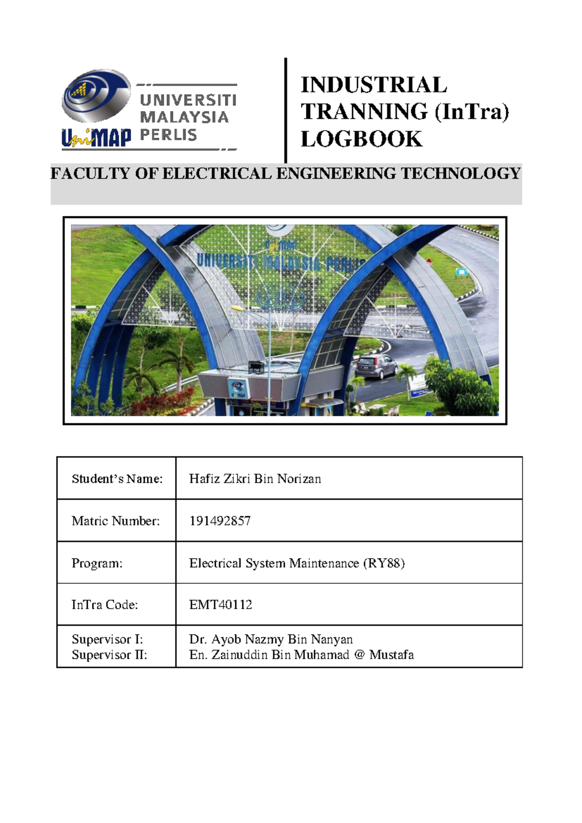 Logbook FYP-EMT30704 - WBL 1 - Hafiz Zikri BIN Norizan - RY88 ...