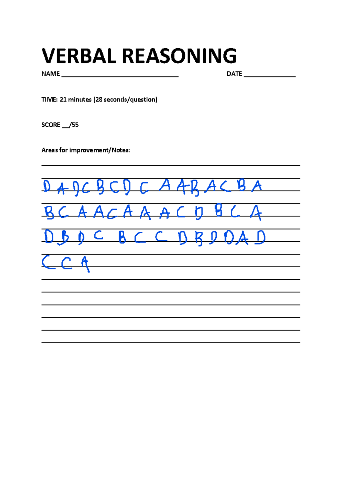 Handout 1 - VR 18 - gives you support - VERBAL REASONING NAME