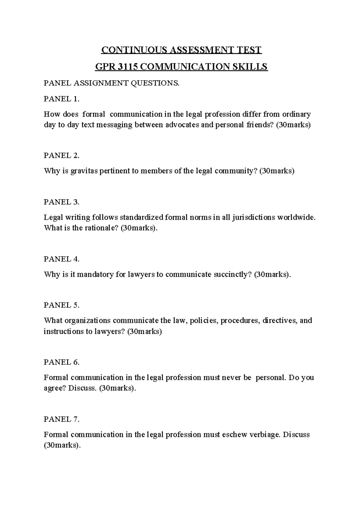 Assignment Questions IN Communication Skills Course Amended ...