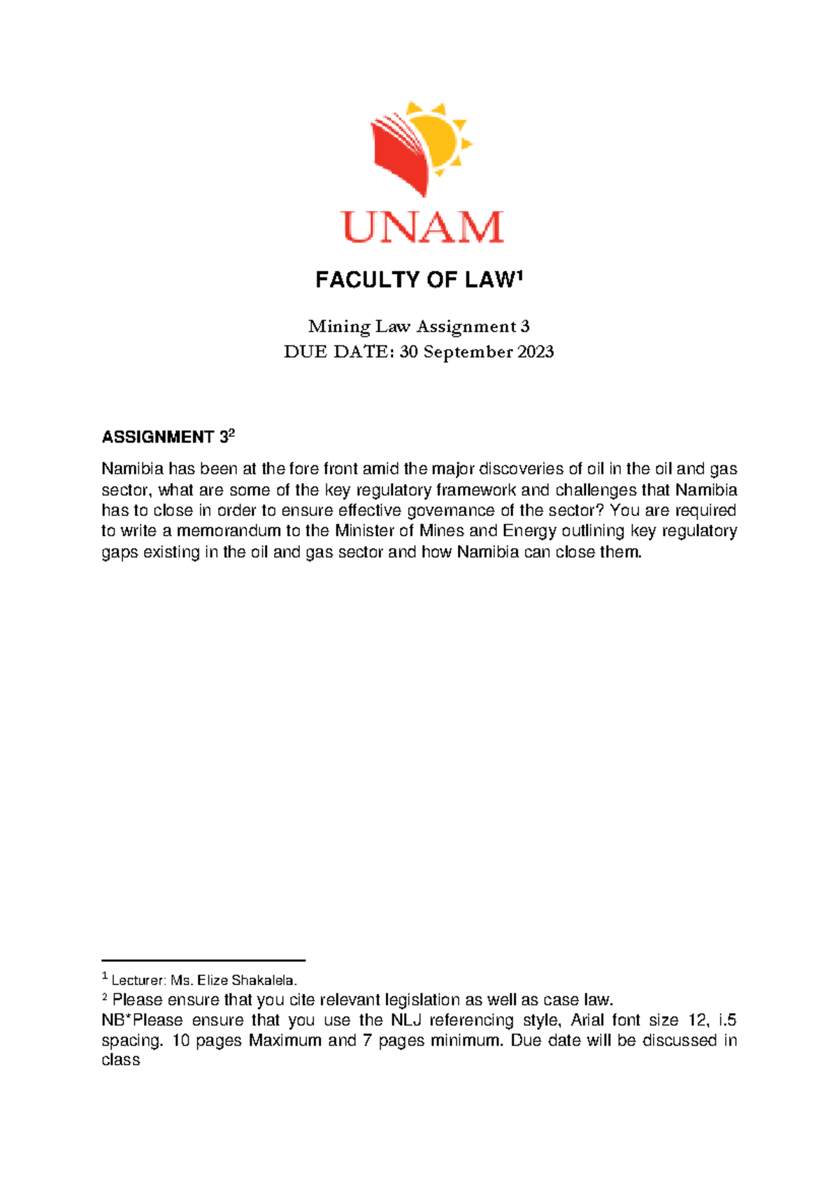 Mining law assignment 3 - FACULTY OF LAW 1 Mining Law Assignment 3 DUE ...
