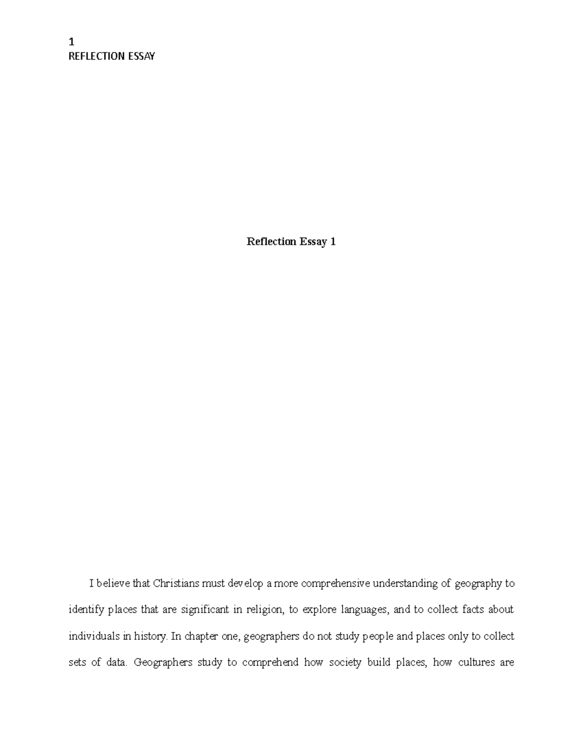POL 415 Reflection Essay - 1 REFLECTION ESSAY Reflection Essay 1 I ...