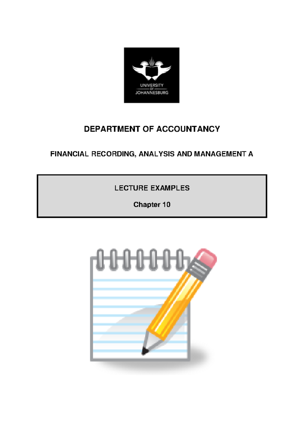 Fram A - Chapter 10 - Lecture examples - DEPARTMENT OF ACCOUNTANCY ...