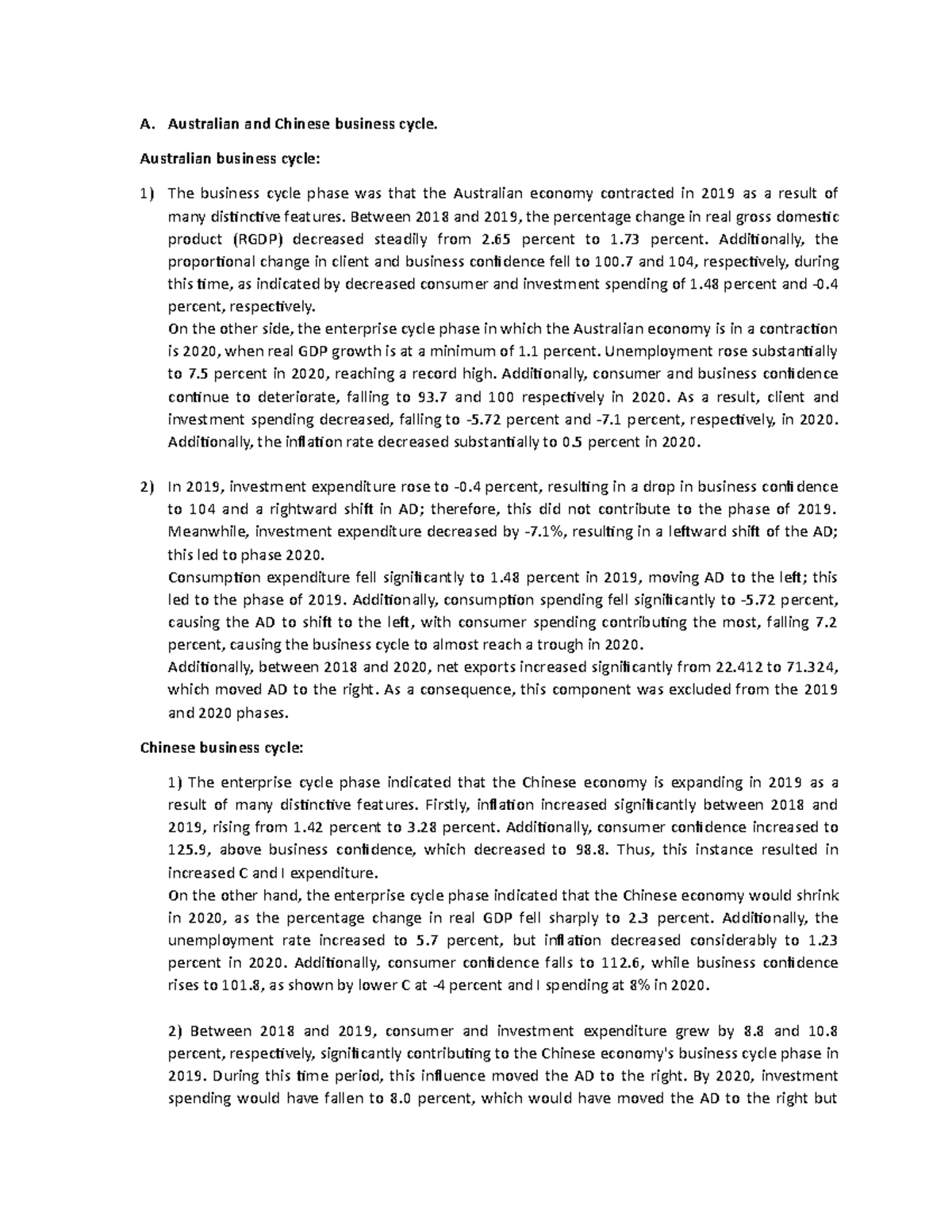 Microeconomic Assignment 2 Part A A Australian And Chinese Business
