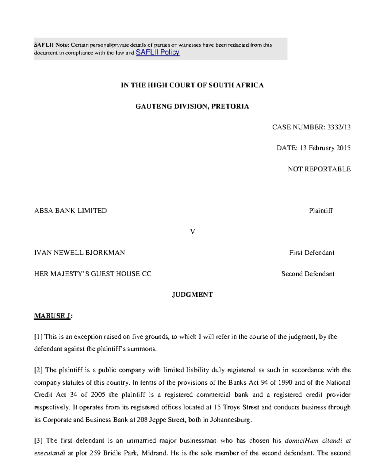 127 - Court Case - SAFLII Note: Certain personal/private details of ...