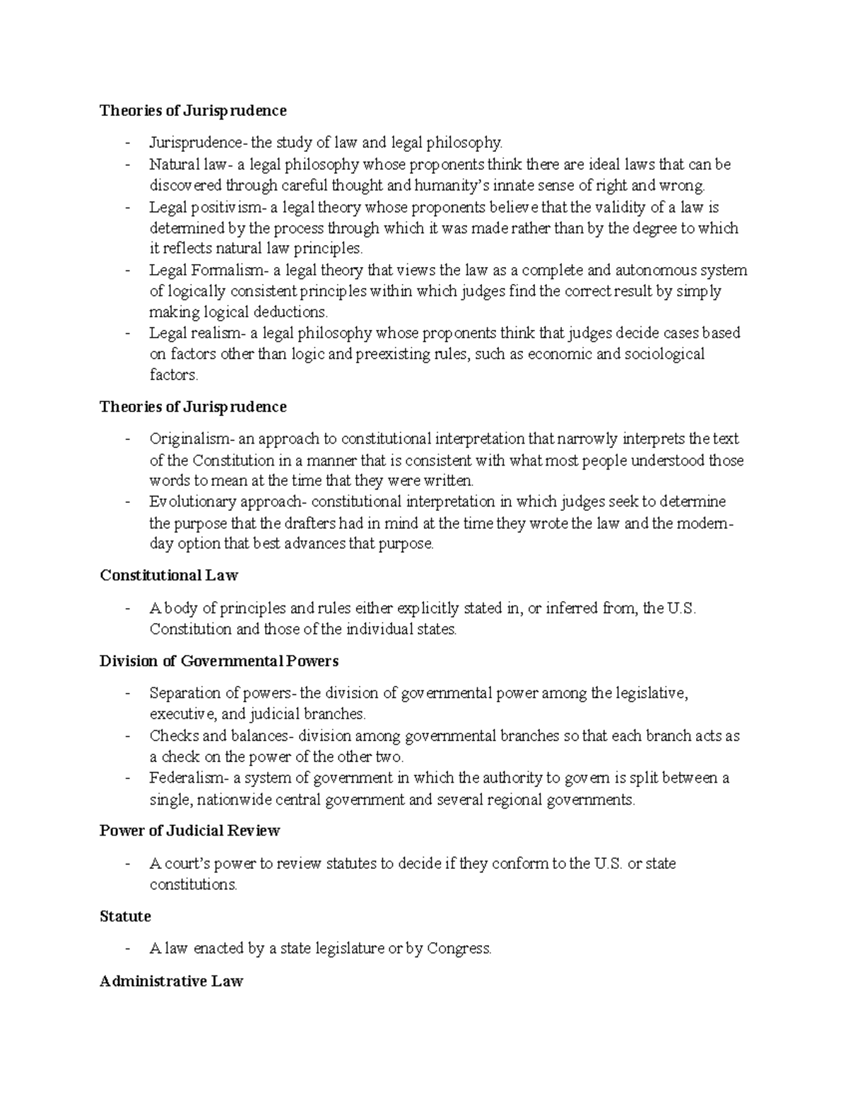 Intro TO LAW Notes 1 - Criminal Law and the Judicial Courts - Theories ...