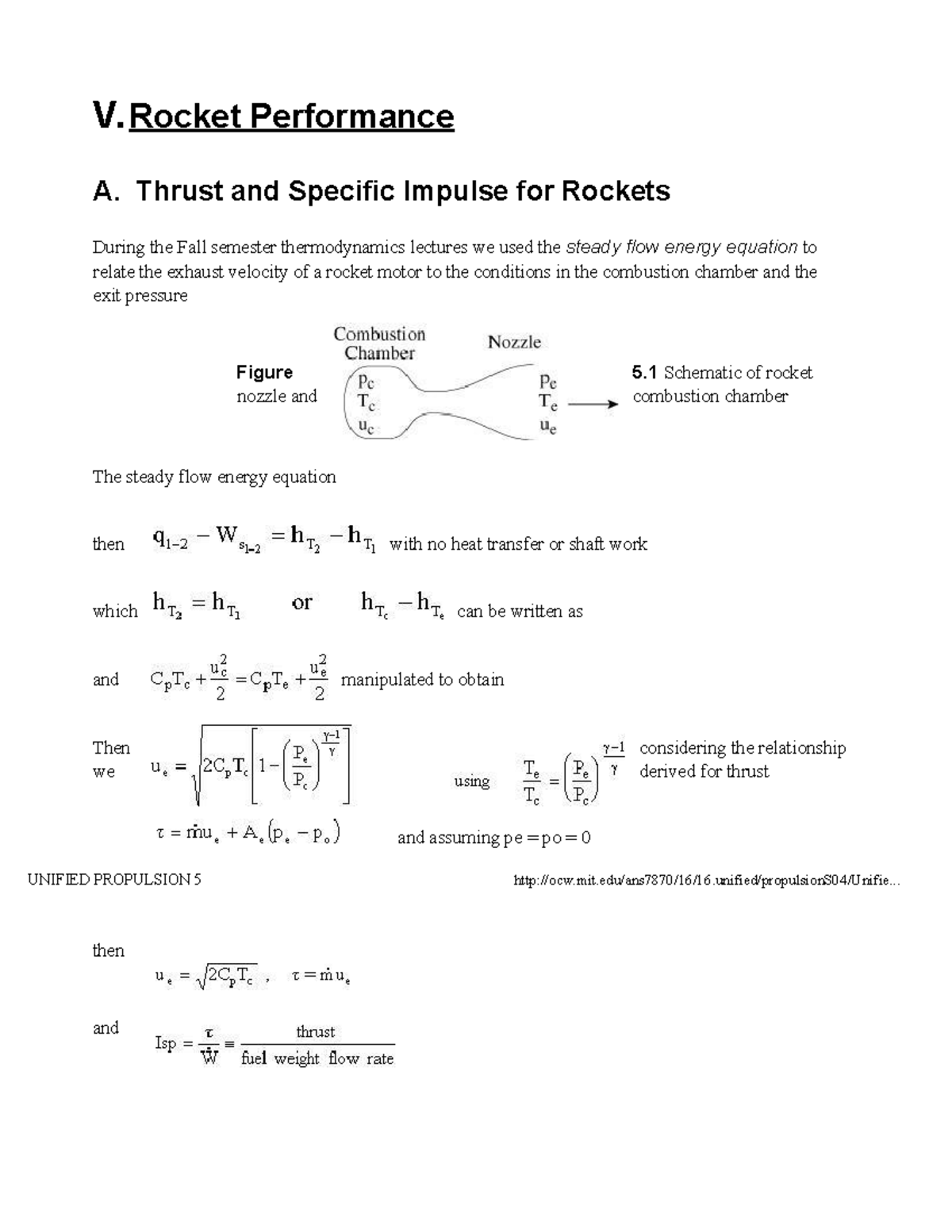 Aerospace Propulsion- I U5 - V. Rocket Performance A. Thrust and ...