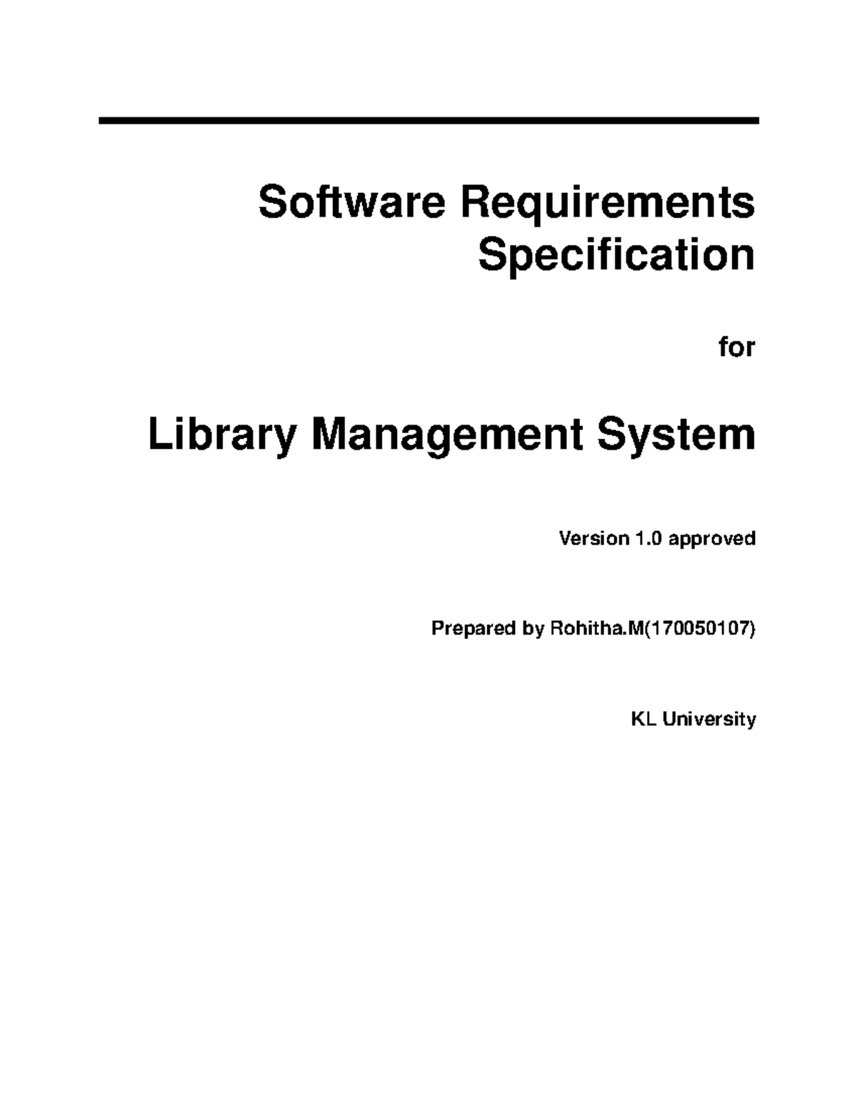 Srs docment libray management system - Software Requirements ...