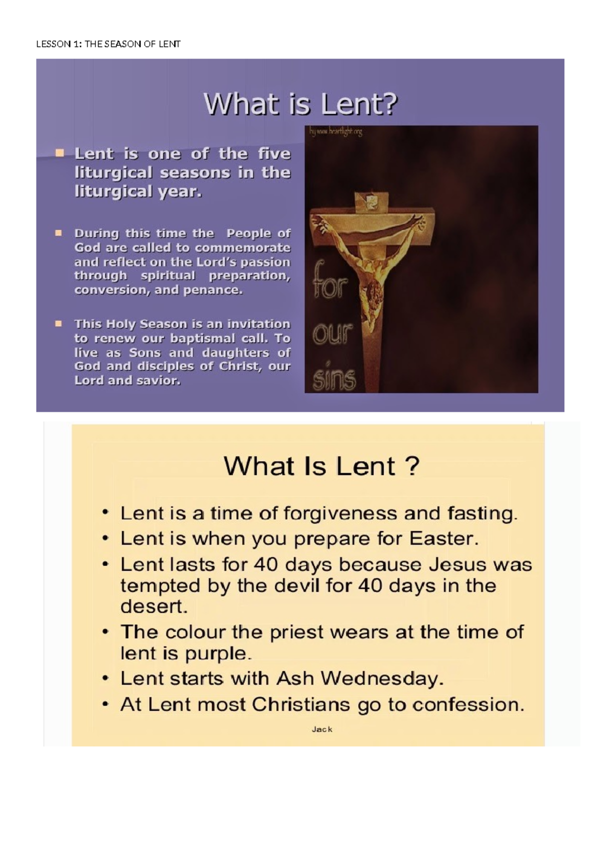 GODS-WORD1 - Education - LESSON 1: THE SEASON OF LENT LESSON 4: EASTER ...