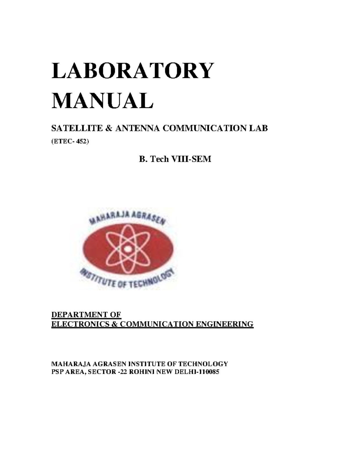 Satcom lab mannual final - LABORATORY MANUAL SATELLITE & ANTENNA ...