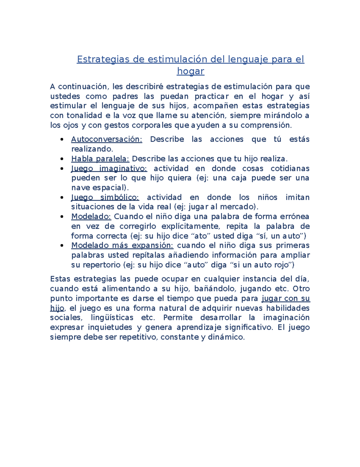 Estrategias para padres - Estrategias de estimulación del lenguaje para ...
