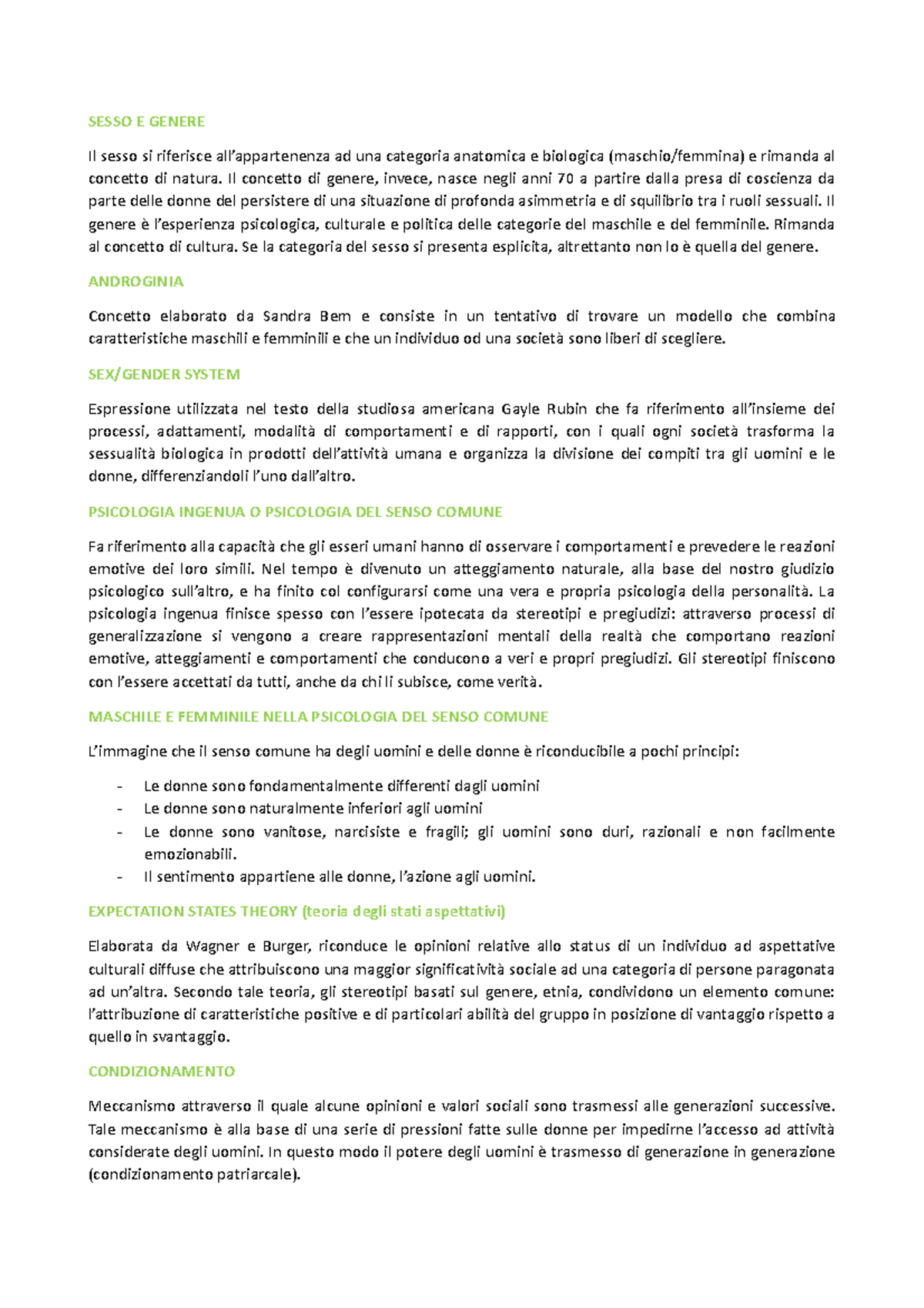 Psicologia delle differenze di genere - SESSO E GENERE Il sesso si ...
