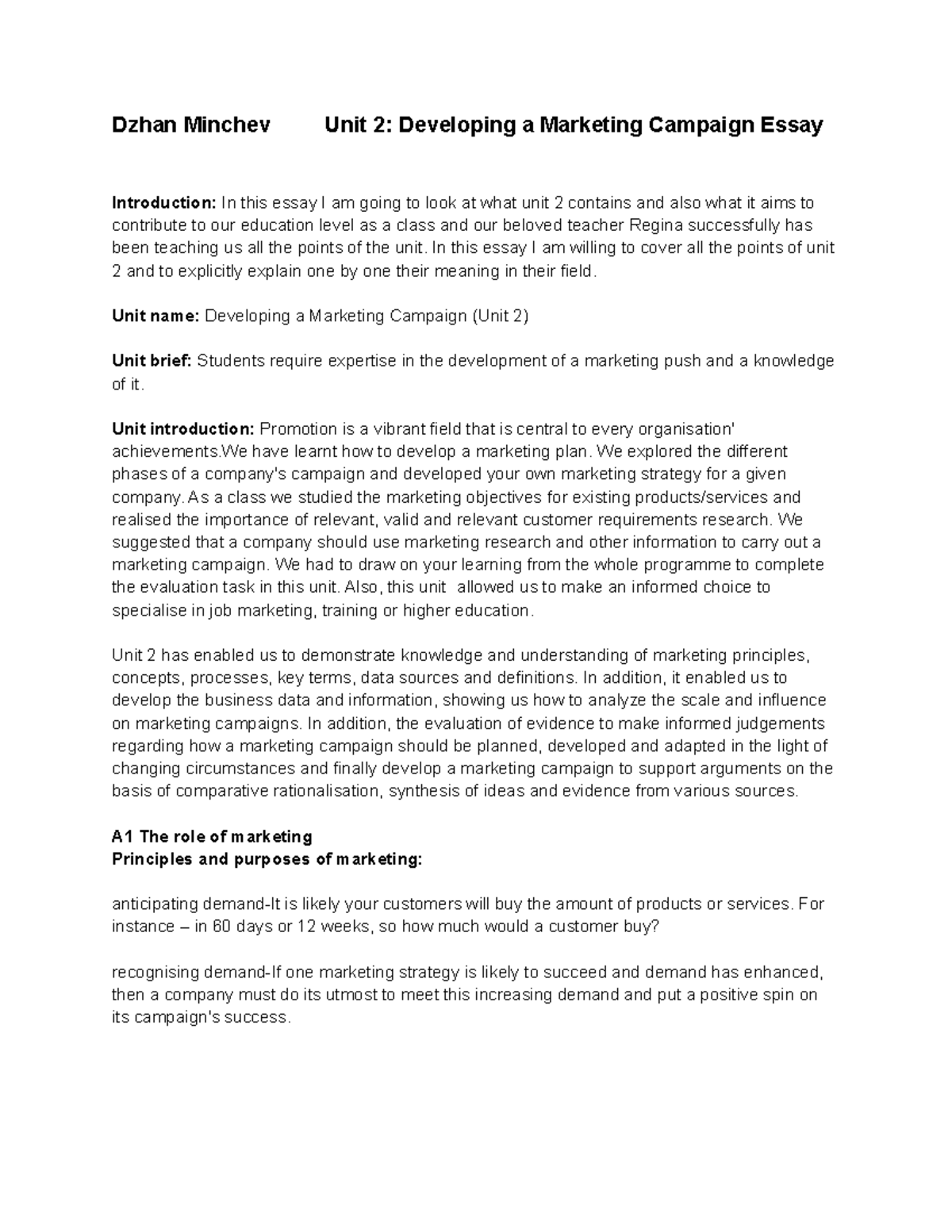 Unit 2 essay - i believe that this coursework will help you achieve ...