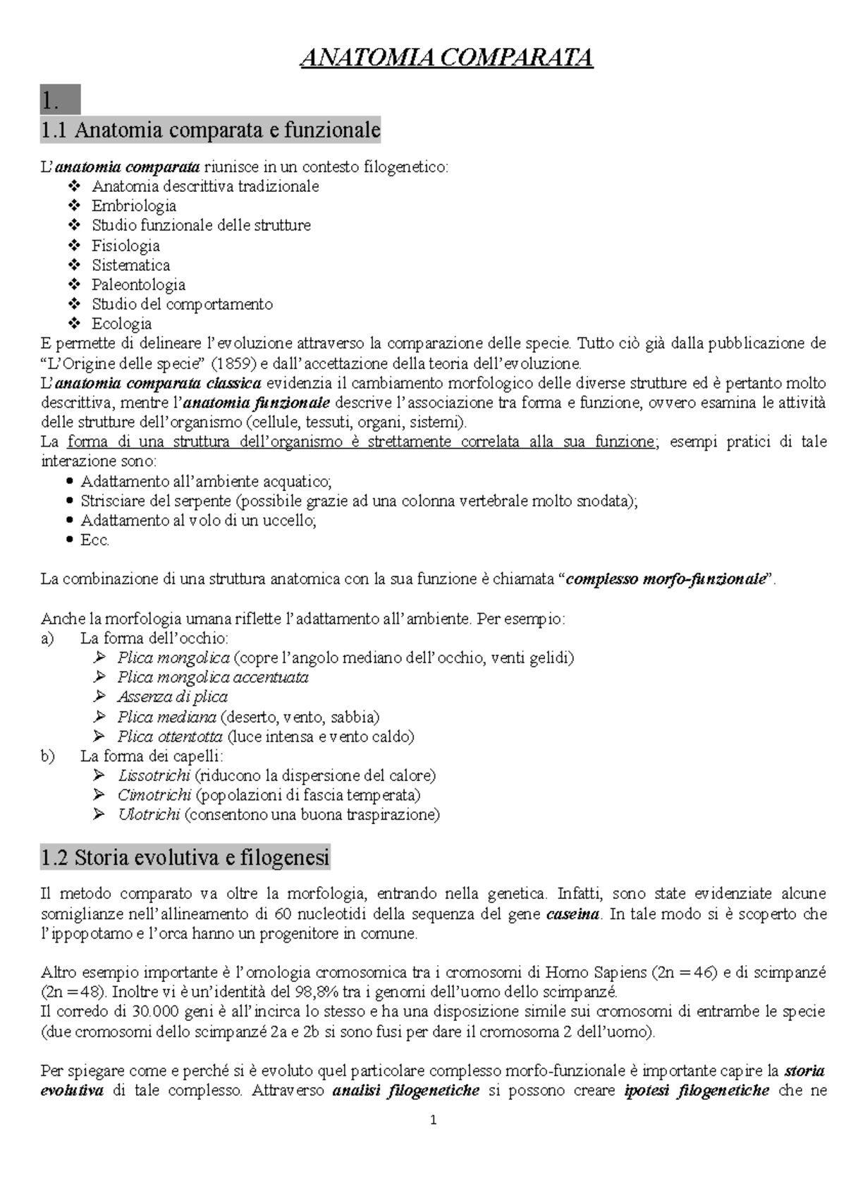 Anatomia Comparata - Appunti Riassunti integranti libro e slide ...