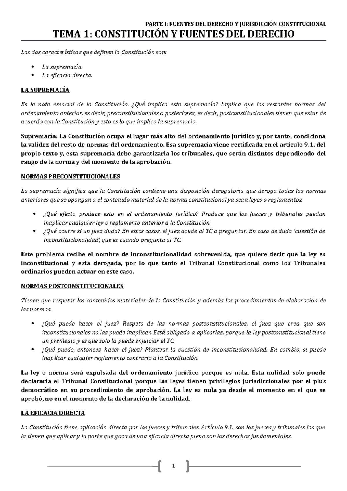 Resumen 1 Consti II - gfhh - TEMA 1: CONSTITUCIÓN Y FUENTES DEL DERECHO ...