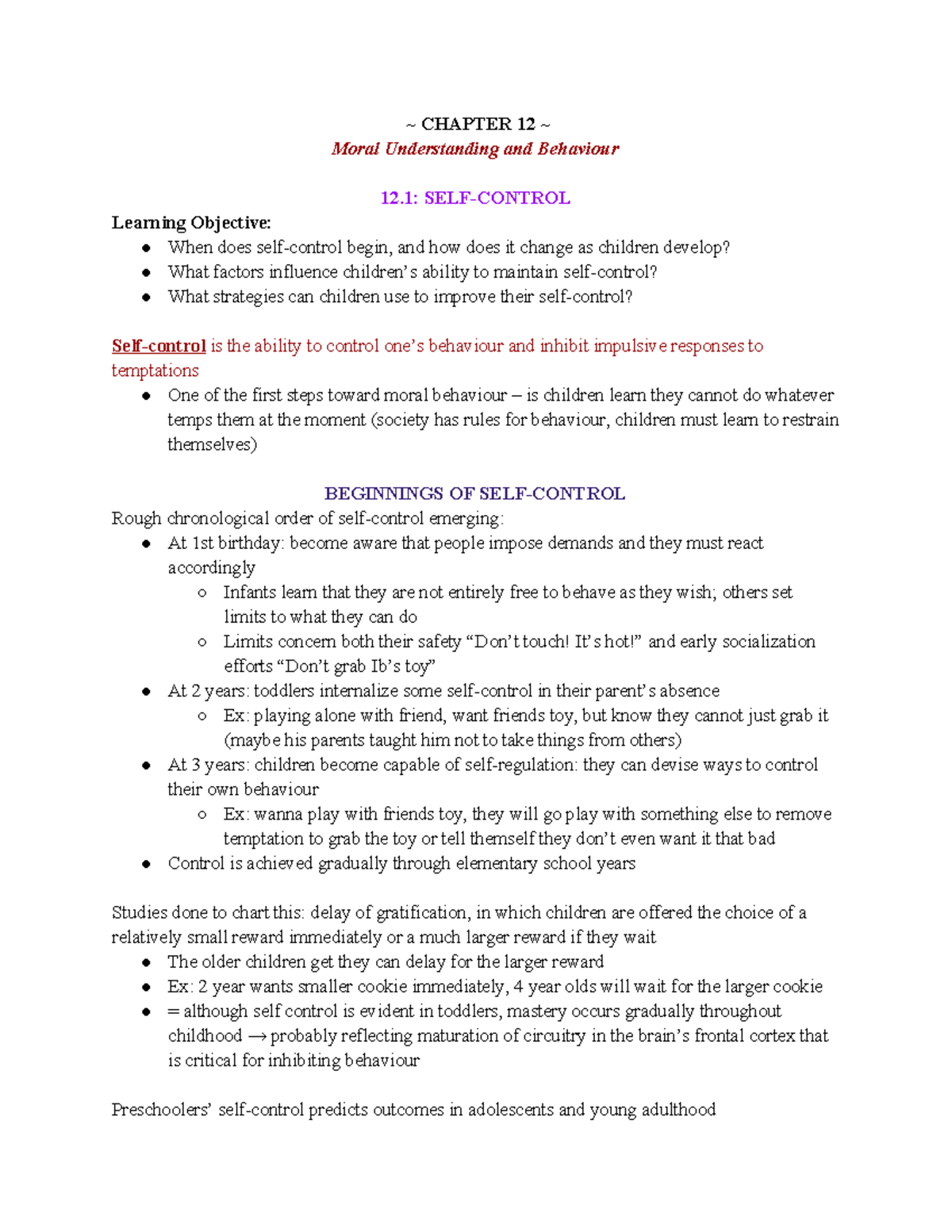 Chapter 12 - Textbook Notes - ~ CHAPTER 12 ~ Moral Understanding and ...