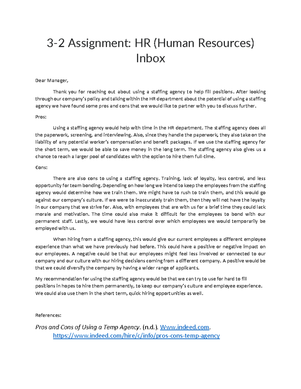 3-2 Assignment HR Inbox - 3 - 2 Assignment: HR (Human Resources) Inbox ...