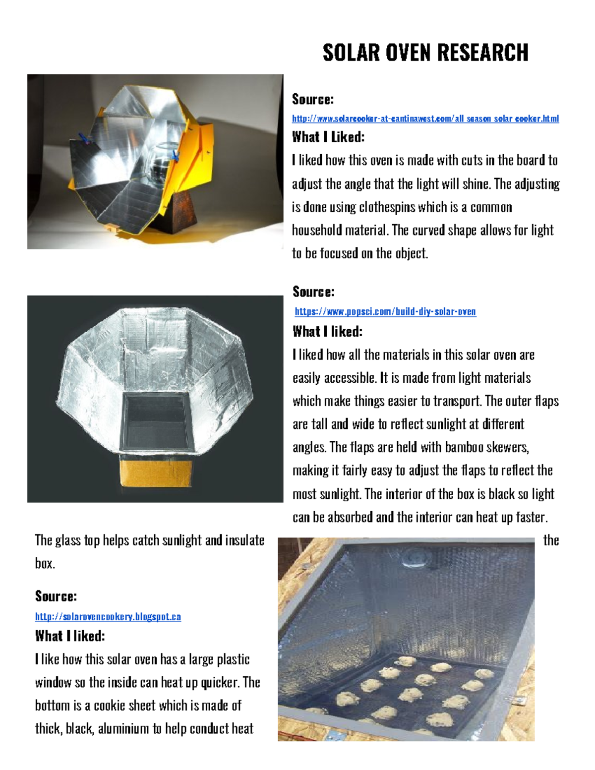 SOC Task 1 - Solar Oven research - Studocu