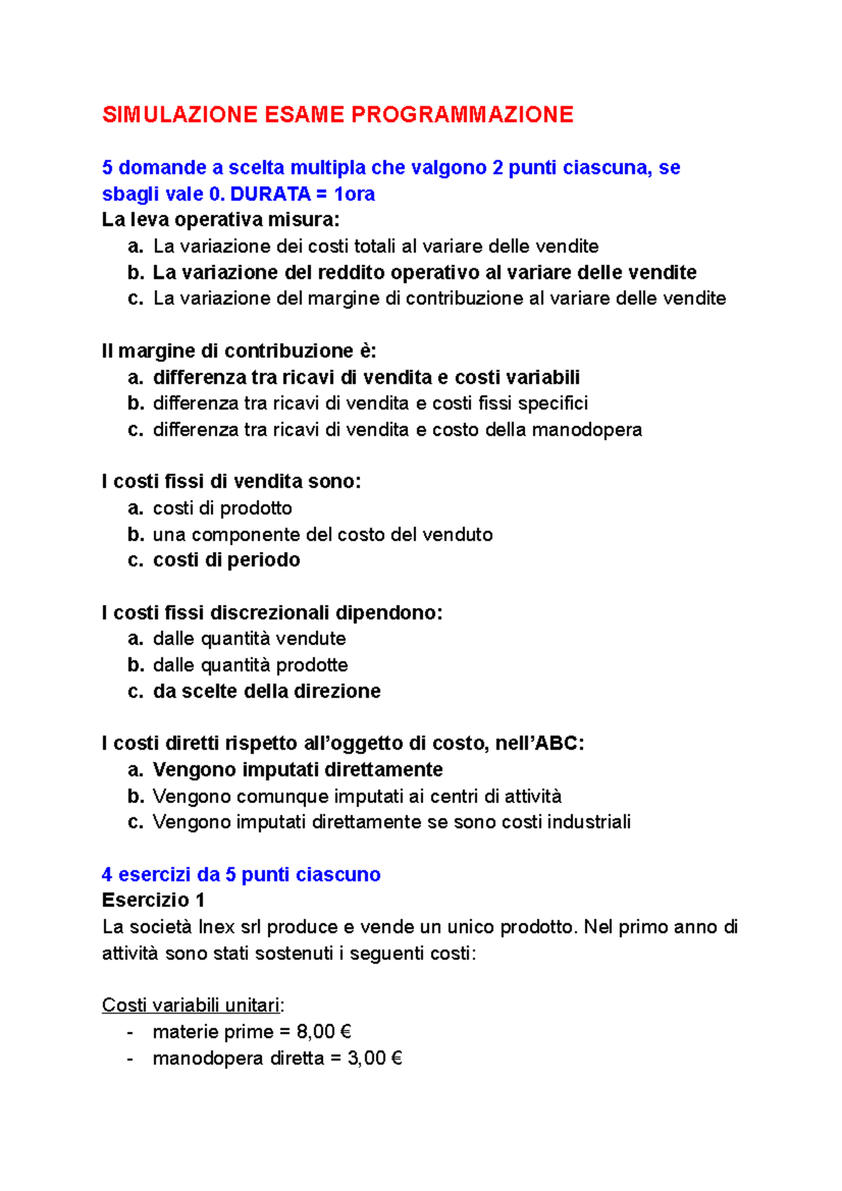 Simulazione Esame Programmazione - SIMULAZIONE ESAME PROGRAMMAZIONE 5 ...