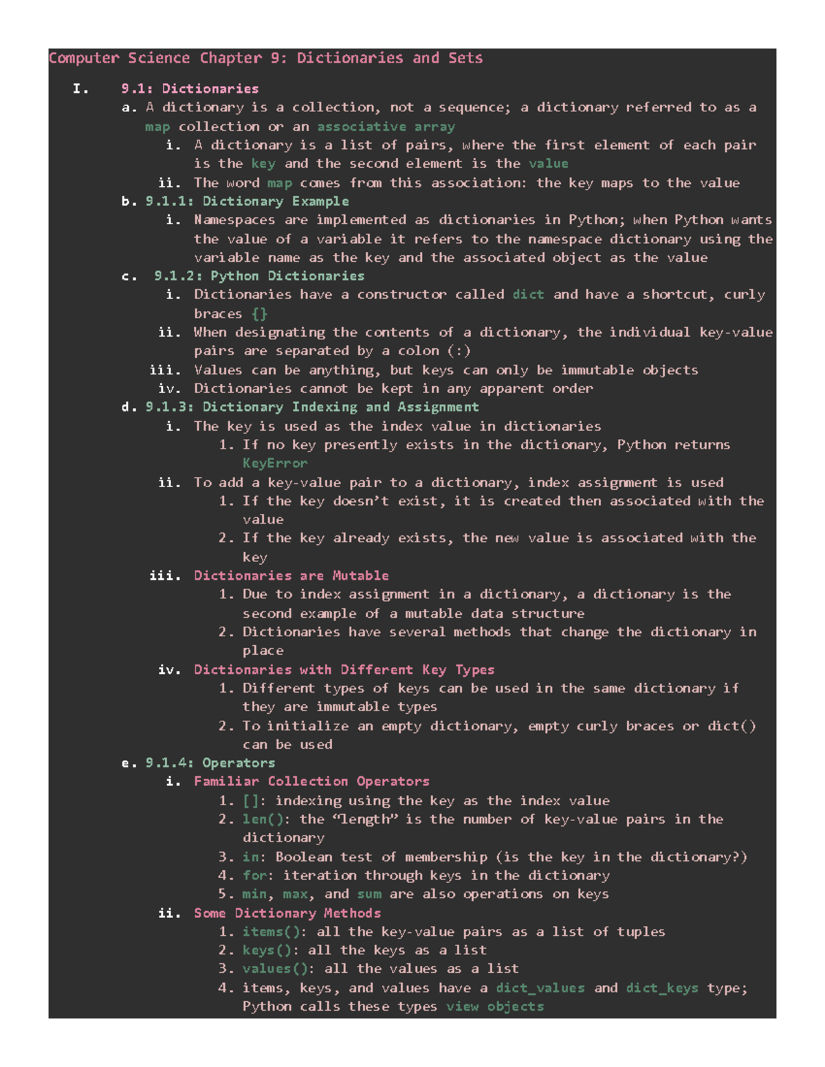 Computer Science Chapter 9 9 Dictionaries A A Dictionary Is A Collection Not A Sequence A