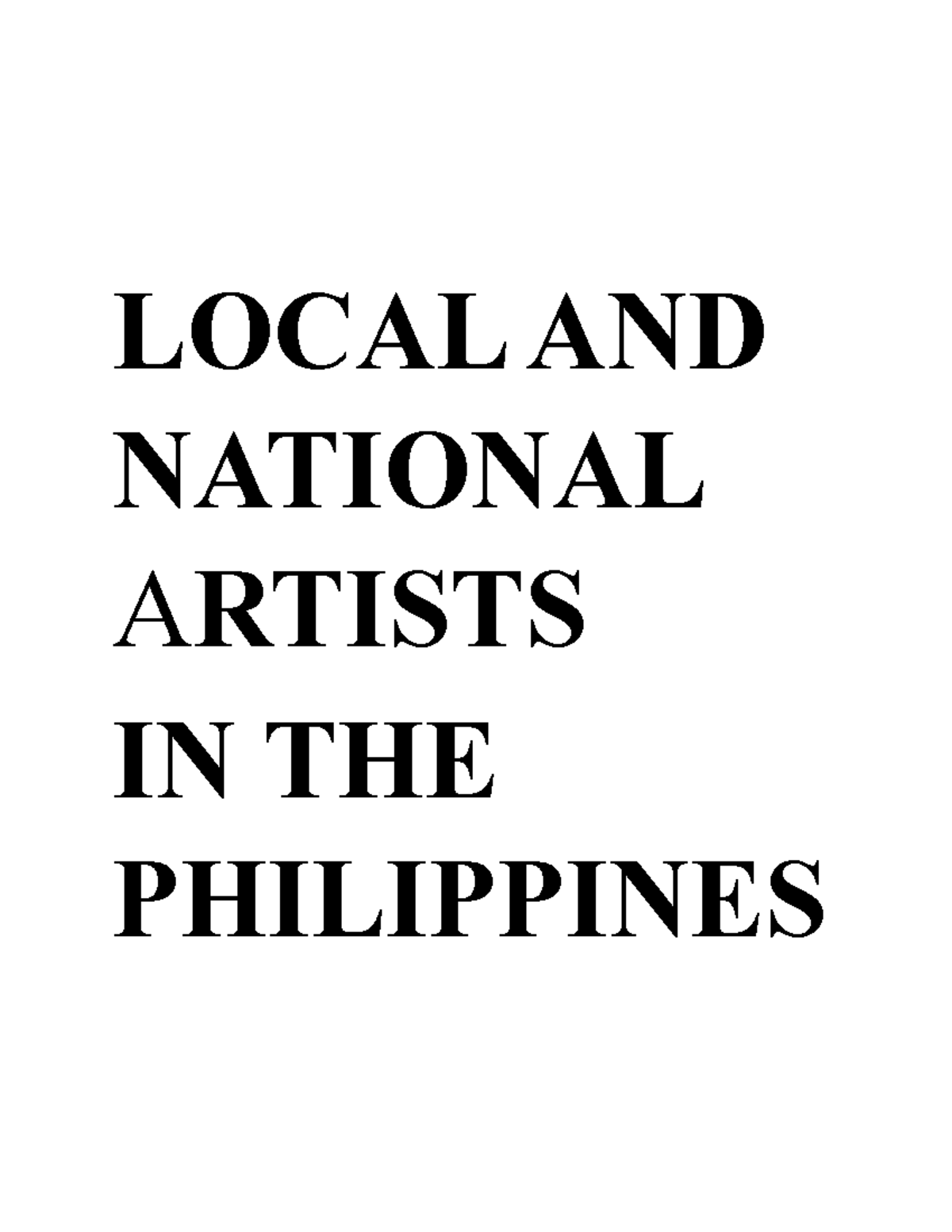 Local AND National Artists - LOCAL AND NATIONAL ARTISTS IN THE ...