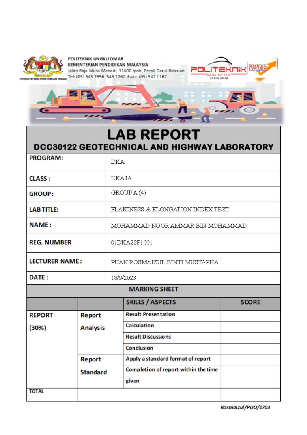 Report LAB Flakiness & Elongation - DKA DKA3A GROUP A (4) FLAKINESS ...