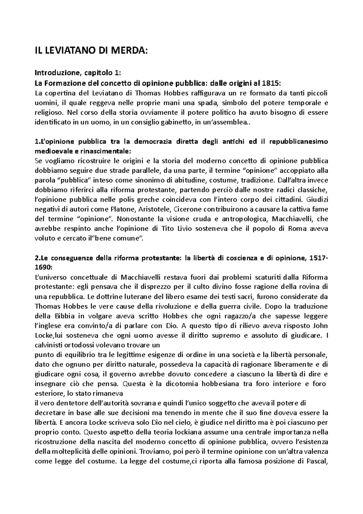 IL Leviatano - IL LEVIATANO DI MERDA: Introduzione, capitolo 1: La ...