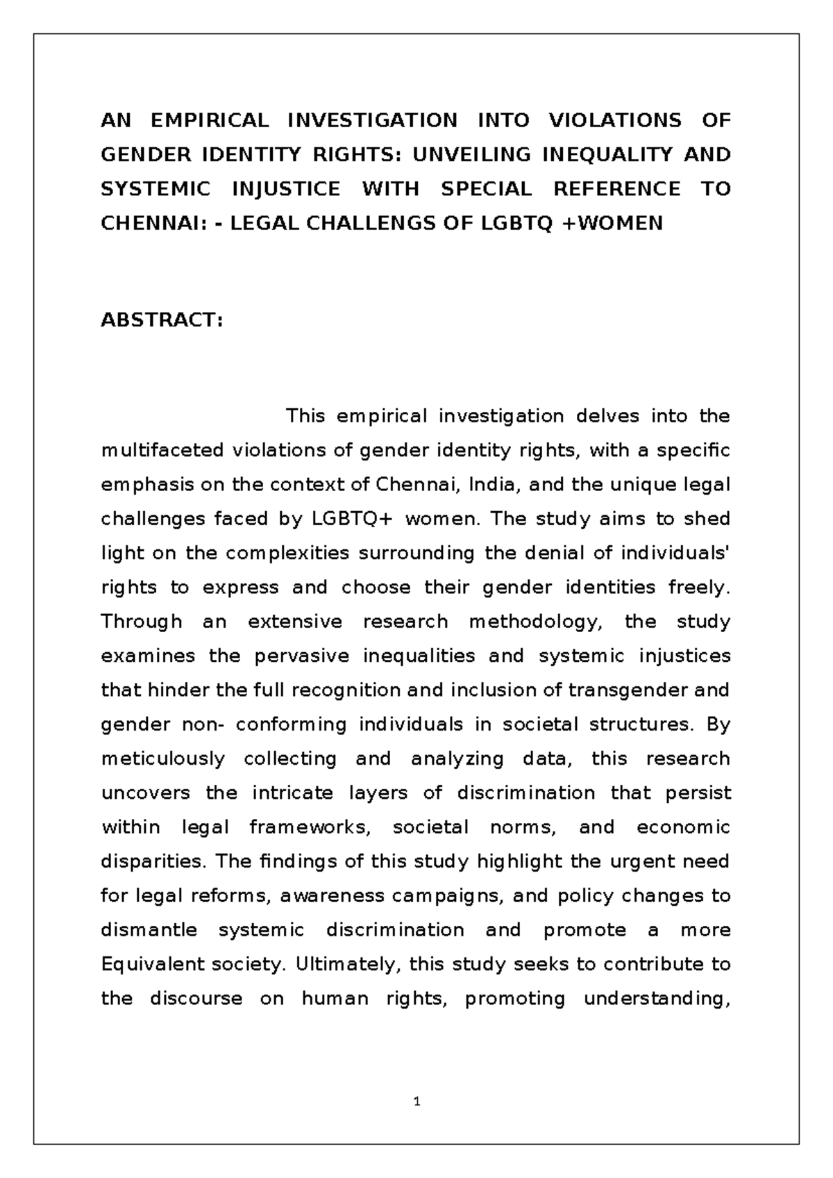 Abstract AN Empirical Investigation INTO Violations OF Gender Identify ...