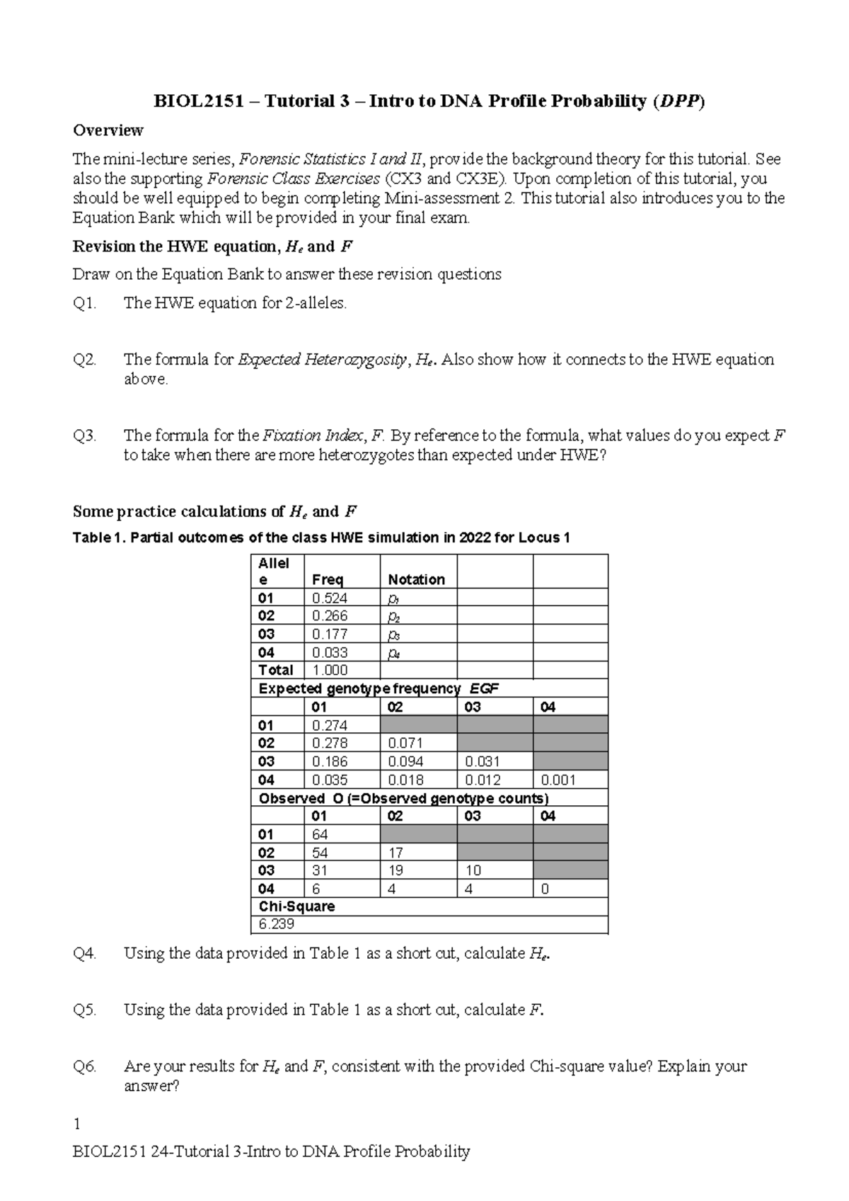 Tut03-BIOL2151 24-Intro DPP V2 - BIOL2151 – Tutorial 3 – Intro to DNA ...