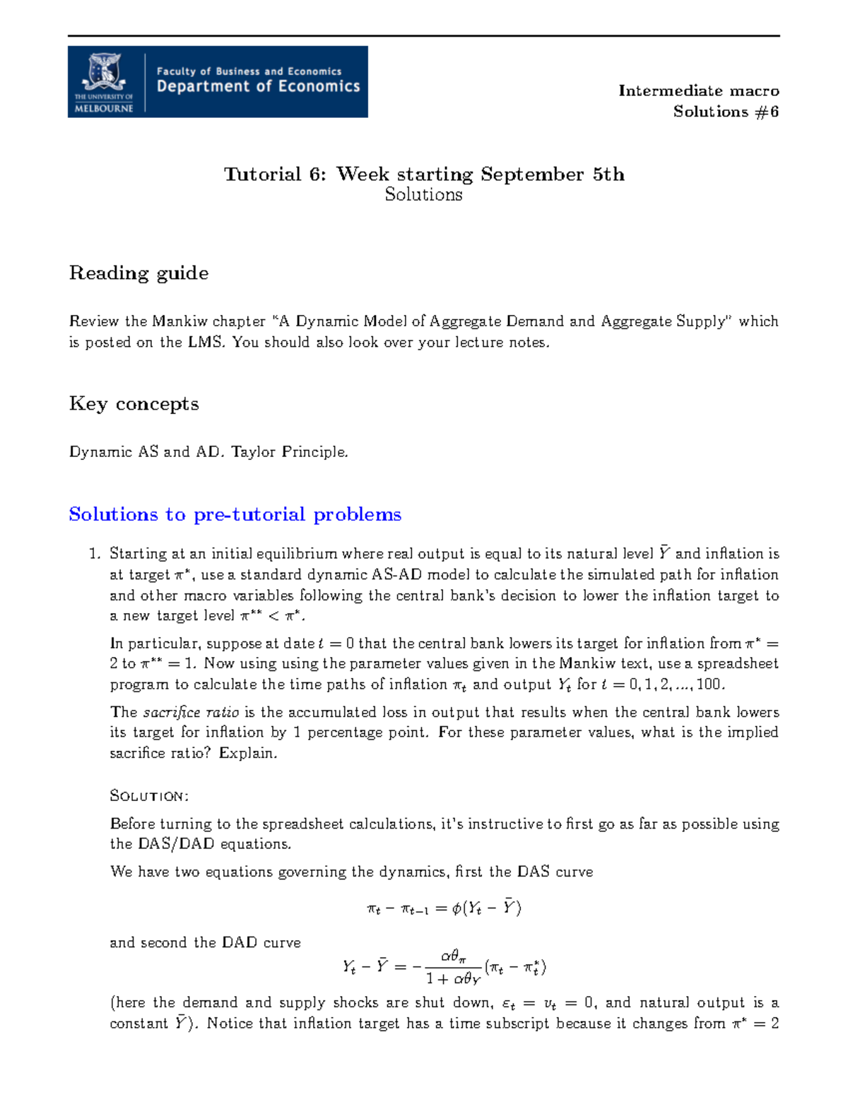 Solutions 6 - tutorial work - Intermediate macro Solutions # Tutorial 6: Week starting September ...