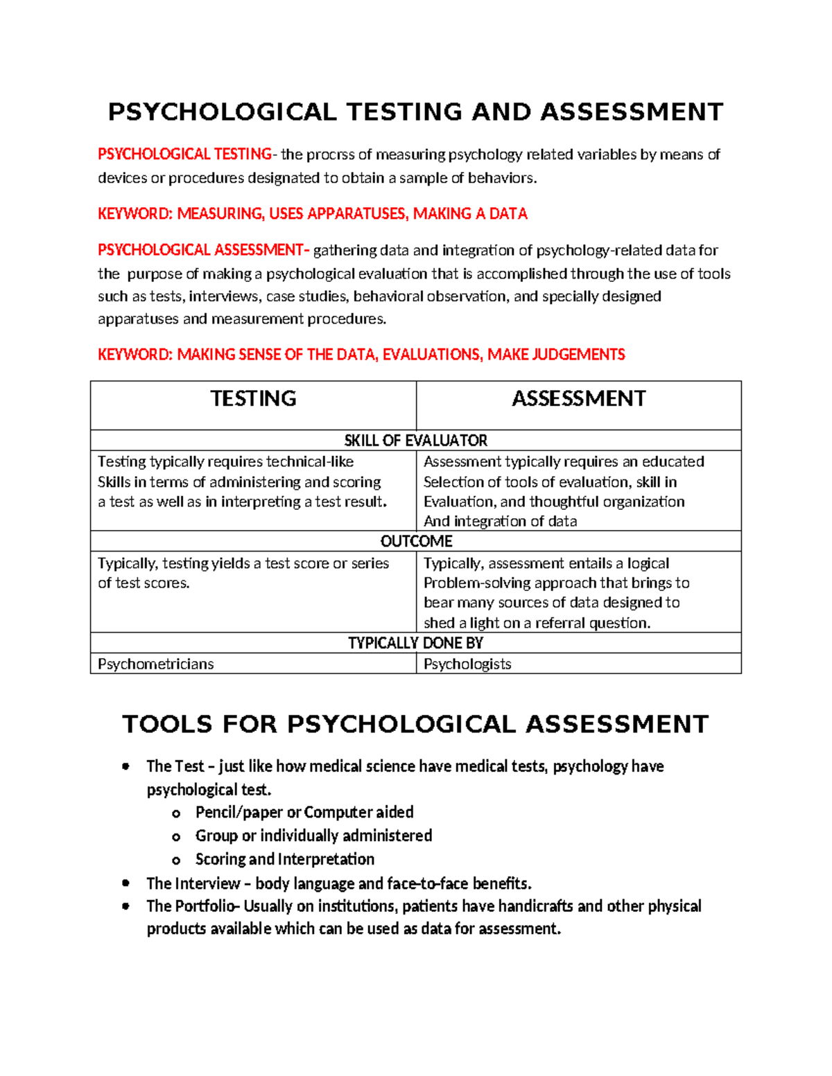Psychological Testing AND Assessment - PSYCHOLOGICAL TESTING AND ...