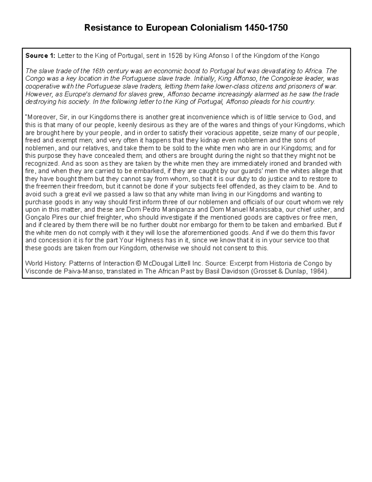 4.6 Resistance to European Colonialism 1450-1750 - Resistance to ...