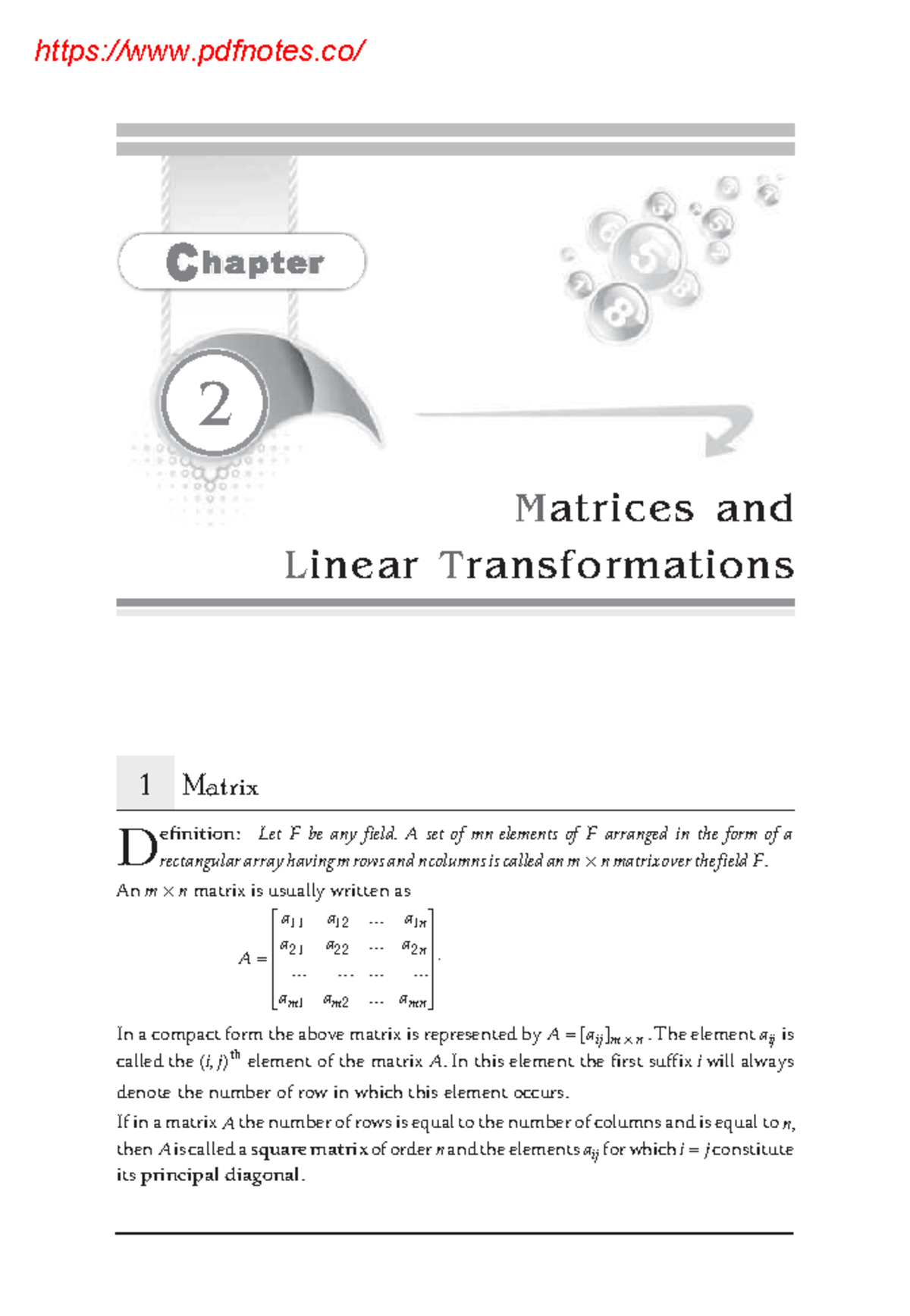 Topic_1 Basic of Matrices.pdf - 1 Matrix D efinition: Let F be any ...