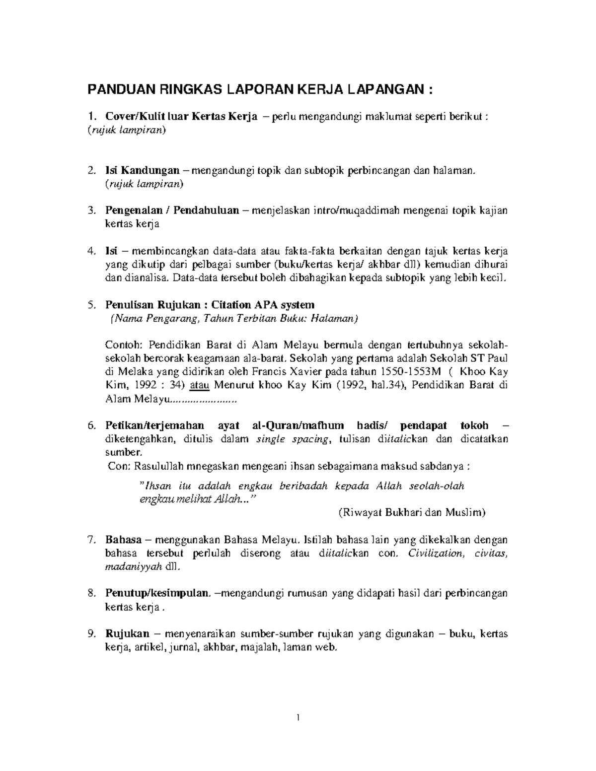 Panduan Laporan Kerja Lapangan e PJJ - PANDUAN RINGKAS LAPORAN KERJA ...