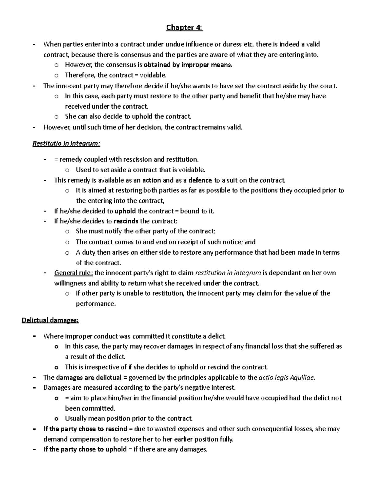 Chapter 4 - Law of Contract - Chapter 4: When parties enter into a ...