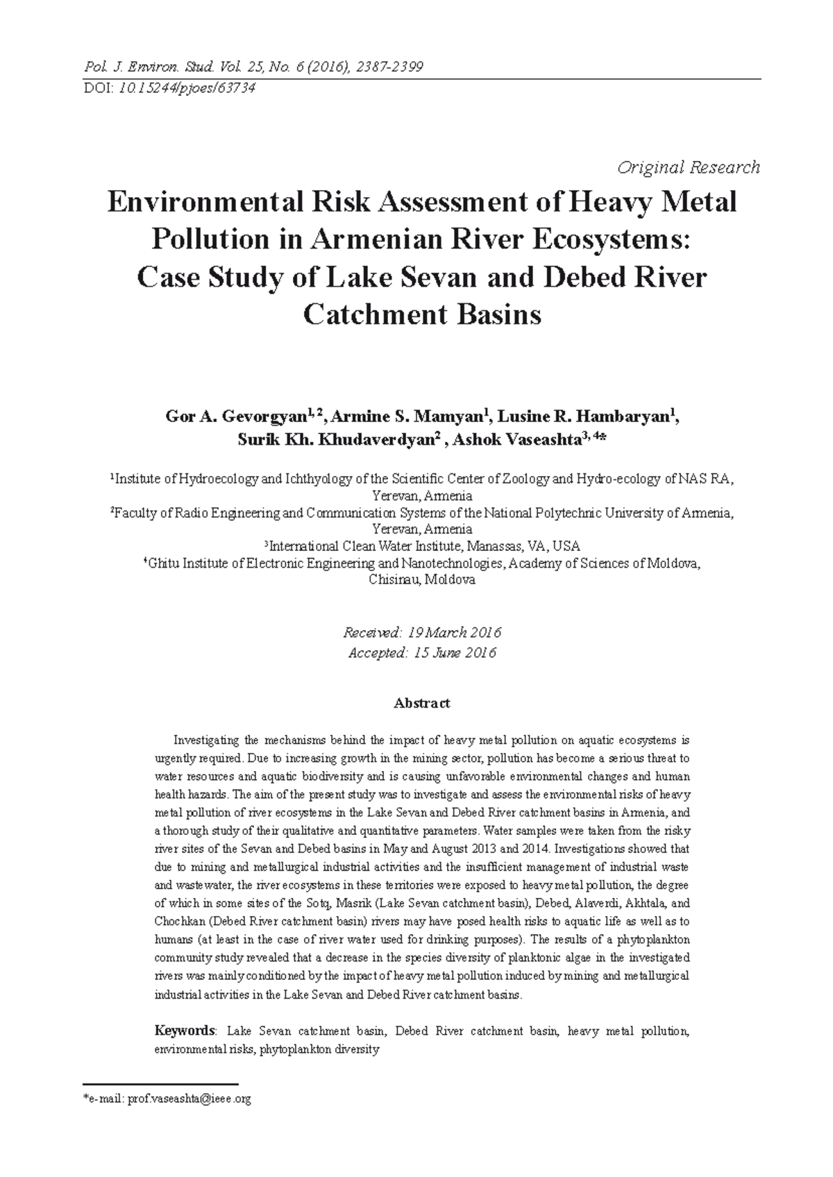 Environmental Risk - how to calculate risk - Pol. J. Environ. Stud. Vol. 25, No. 6 (2016), 2387 ...